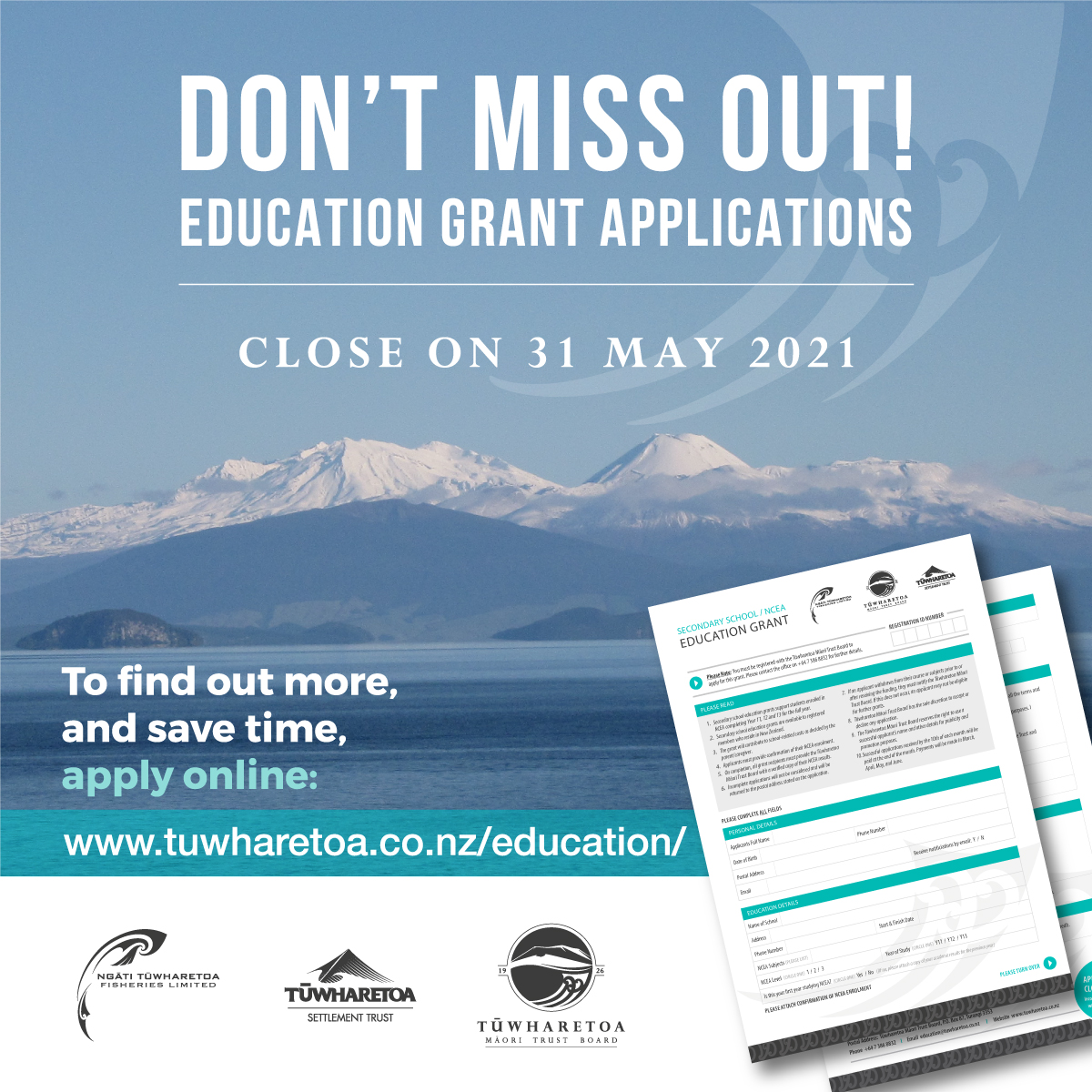 2021 EDUCATION GRANTS OPEN UNTIL 31 MAY 2021 | Tuwharetoa Maori Trust Board