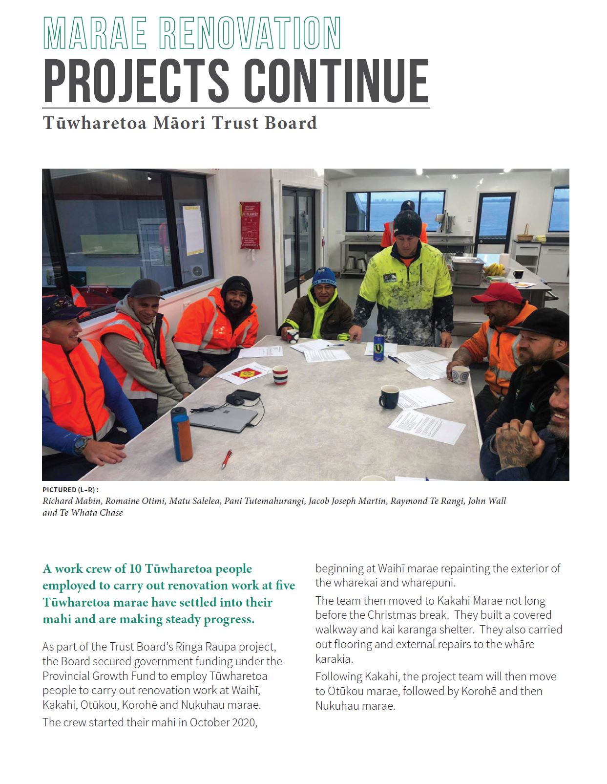 MARAE RENOVATION PROJECT CONTINUES | Tuwharetoa Maori Trust Board