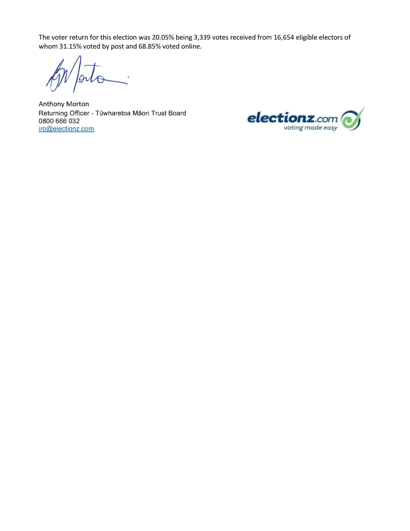 FINAL RESULTS - 2024 ELECTION OF BOARD MEMBERS | Tuwharetoa Maori Trust ...